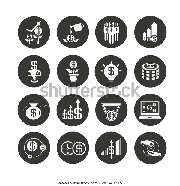Investment Icon Set Circle Buttons Stock Vector (Royalty Free) 580343776