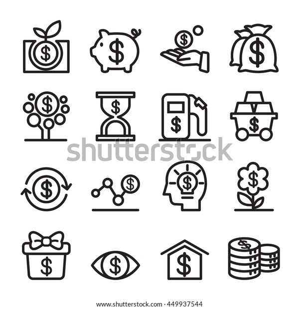 Investment icon set in thin line style