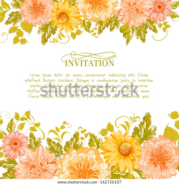 Invitation Card Flowers Vector Illustration Stock Vector (Royalty Free ...