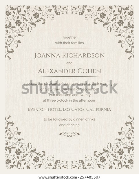 Invitation Card Grunge Texture Wedding Invitation Stock Vector (Royalty ...