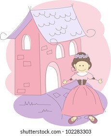 Illustration Stick Figure Princess Stuck Tower: เวกเตอร์สต็อก (ปลอดค่า ...
