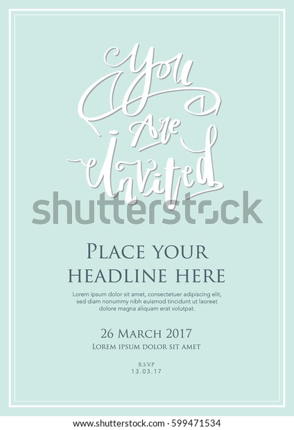 Invitation card template design/ You are invited hand lettering design