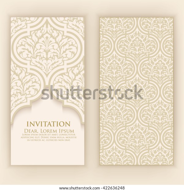 Invitation Cards Ethnic Arabesque Elements Arabesque Stock Vector ...