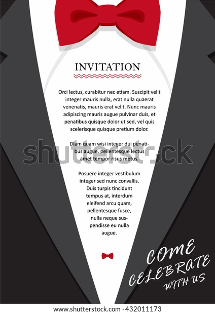 Invitation Cards Red Bow Tie Elegant Stock Vector (Royalty Free ...