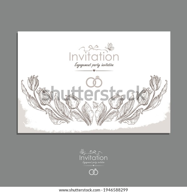 Invitation Engagement Invitation Vector Postcard Template Stock Vector ...