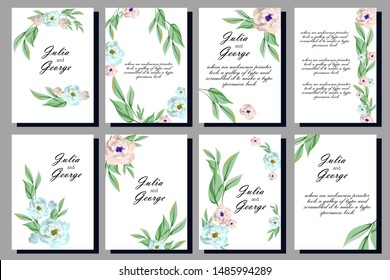 Invitation Floral Templates Frames Greeting Cards Stock Vector (Royalty ...