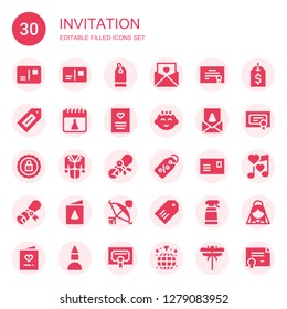 Invitation Icon Set Collection 30 Filled Stock Vector (Royalty Free ...