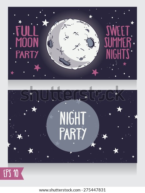 Invitation Template Full Moon Party Vector Stock Vector (Royalty Free ...