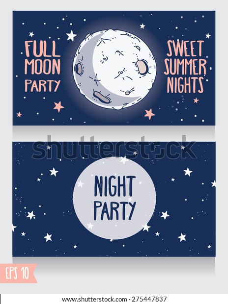 Invitation Template Full Moon Party Vector Stock Vector (Royalty Free ...