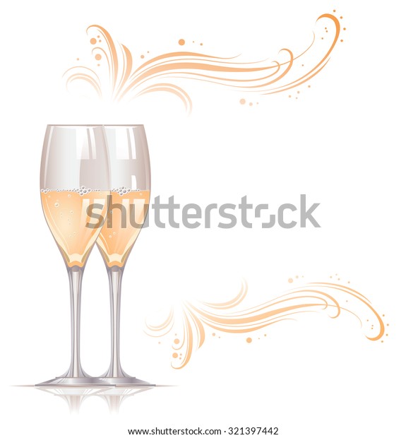Invitation Template Two Flute Glasses Filled Stock Vector (Royalty Free ...