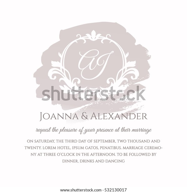 Invite Card Initials On Hand Drawn Stock Vector (Royalty Free ...