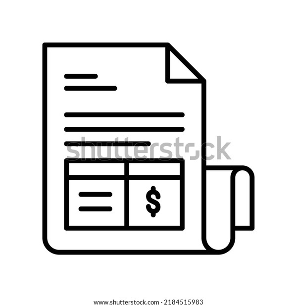 Invoice Icon Black Outline Style Stock Vector (Royalty Free) 2184515983 ...
