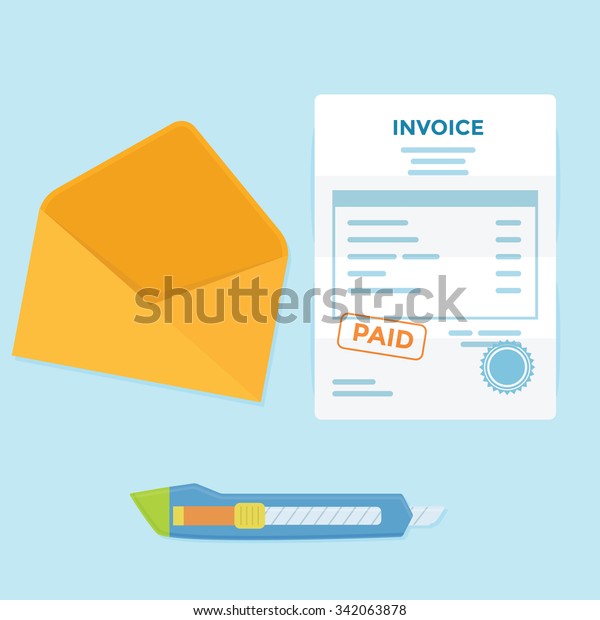 Invoice Paper Bill Comes Envelope Need: เวกเตอร์สต็อก (ปลอดค่าลิขสิทธิ์ ...