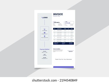 Invoice Vector Template Design Purple Theme Stock Vector (Royalty Free ...