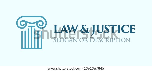 Ionic Order Column Emblem Blue Colors Stock Vector (Royalty Free ...