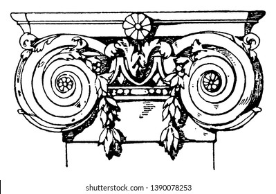 Ionic Pilaster Capital Ornaments Rolled Scroll Stock Vector (Royalty ...