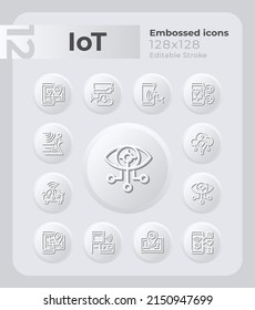 Iot Embossed Icons Set Smart Cities Stock Vector (Royalty Free ...