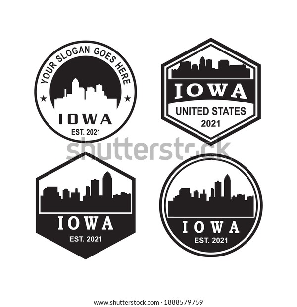Iowa Skyline Silhouette Vector Logo Stock Vector (Royalty Free ...