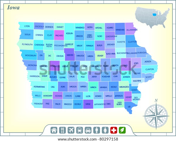 Iowa State Map Community Assistance Activates Stock Vector (Royalty ...