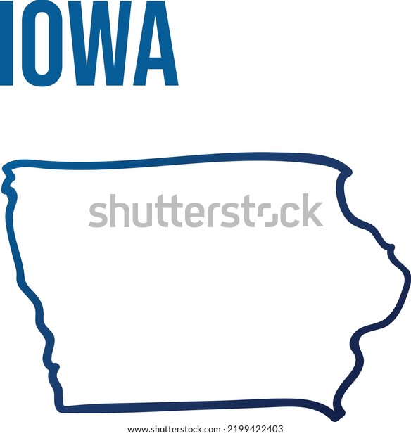 Iowa State Outline Blue Gradient Map Stock Vector (Royalty Free ...