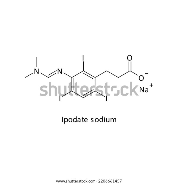 Ipodate Sodium Molecule Flat Skeletal Structure Stock Vector (Royalty ...