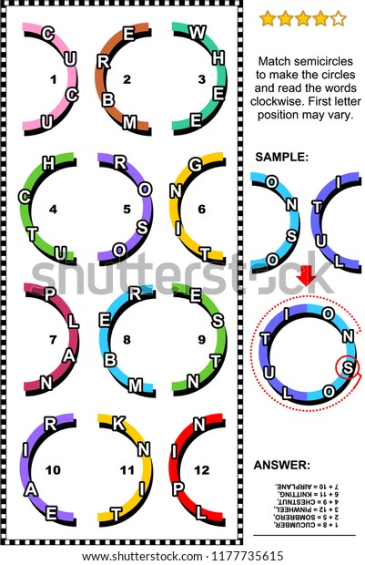 IQ training abstract visual word puzzle or word game (English language ...