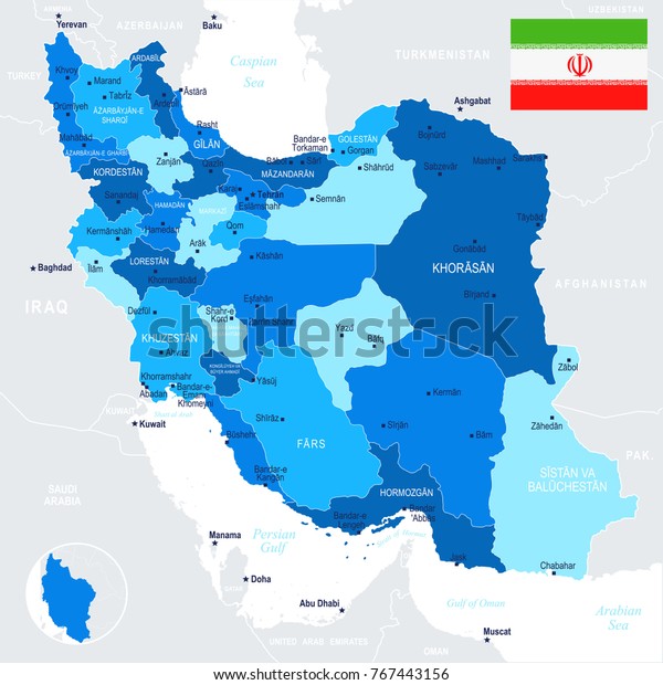 Iran Map Flag High Detailed Vector Stock Vector (Royalty Free ...