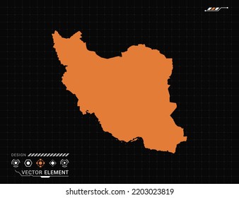 Iran Map Orange Digital Frame Hud Stock Vector (Royalty Free ...