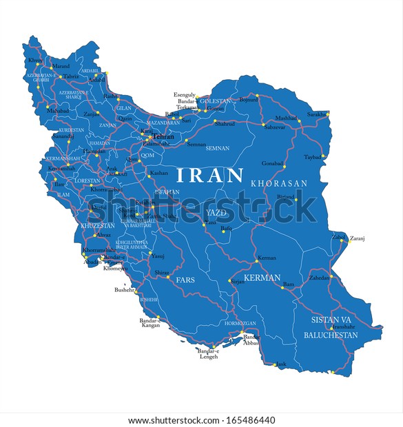 Iran Political Map Stock Vector (Royalty Free) 165486440 | Shutterstock