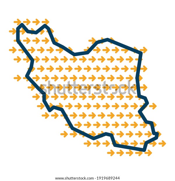 Iran Simple Outline Map Yellow Directional Stock Vector (Royalty Free ...