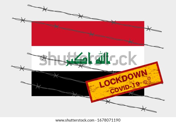 Iraq Flag Signboard Lockdown Warning Security Stock Vector (Royalty ...