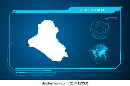 Iraq Map Blue Digital Frame Hud Stock Vector (Royalty Free) 2184123331 ...
