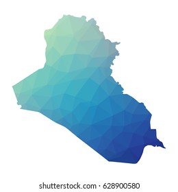 Iraq Map Blue Geometric Rumpled Triangular Stock Vector (Royalty Free ...