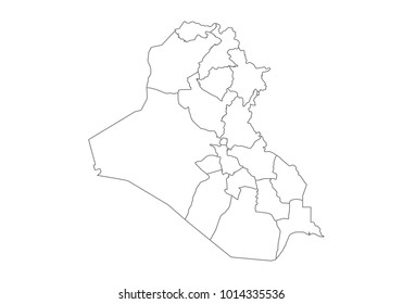 Iraq Map Country Borders Thin Black Stock Vector (Royalty Free ...