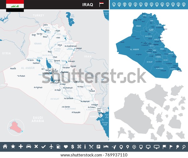 Iraq Map Flag High Detailed Vector Stock Vector (Royalty Free ...
