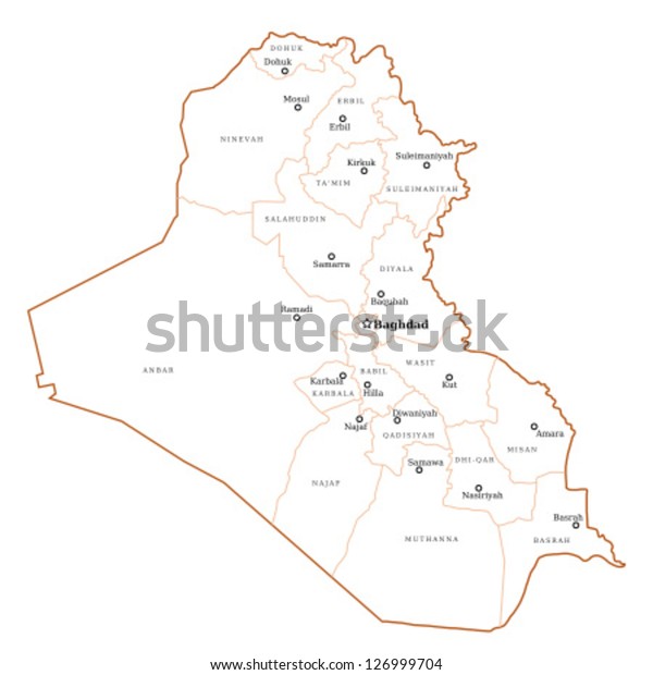 Iraq Map Major Cities Baghdad Mosul Stock Vector (Royalty Free) 126999704