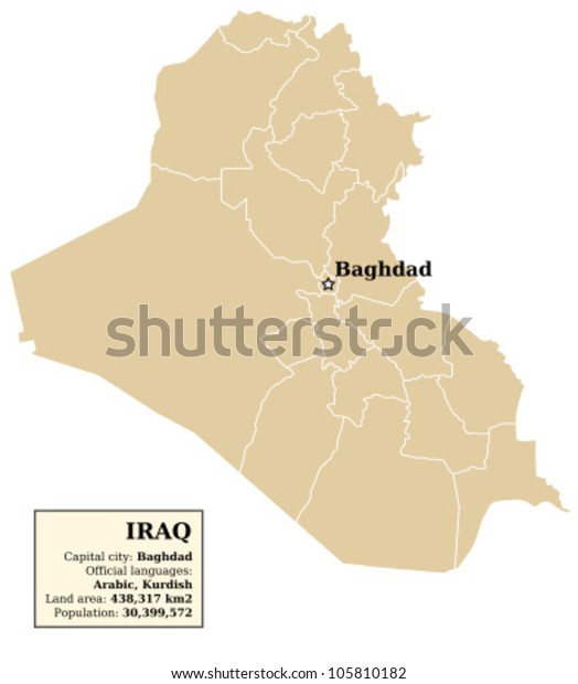 Iraq map with outlines of provinces (governorates)