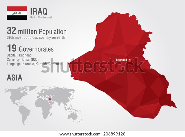 Iraq World Map Pixel Diamond Texture Stock Vector (Royalty Free ...