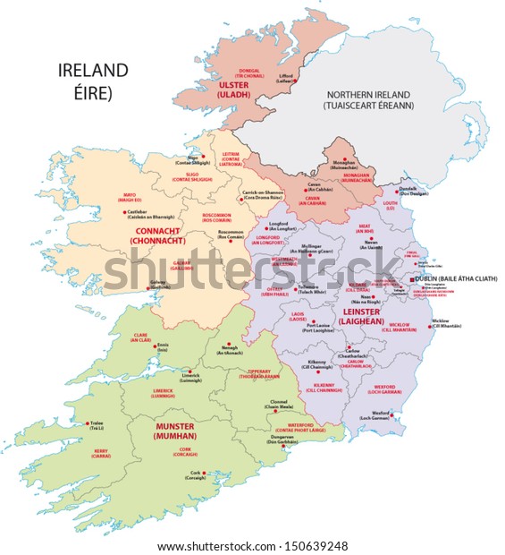 Ireland Administrative Map Stock Vector (Royalty Free) 150639248