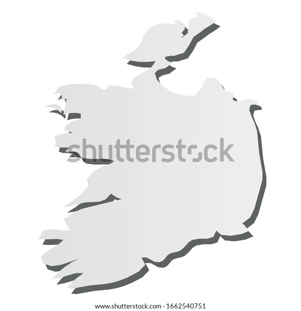 Ireland Grey 3dlike Silhouette Map Country Stock Vector (Royalty Free ...