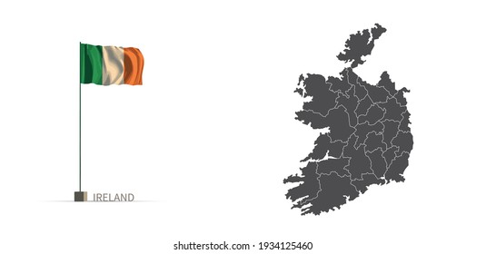 Ireland Map Gray National Vector Map Stock Vector (Royalty Free ...