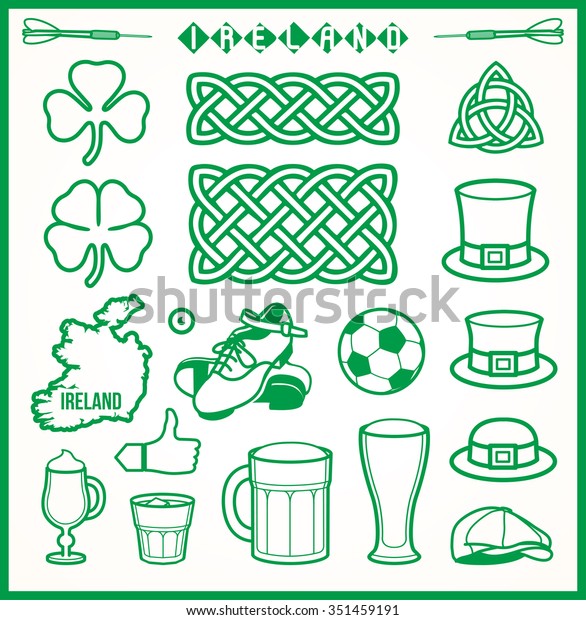 Irish Icon Collection Outlines Many Items Stock Vector (Royalty Free ...