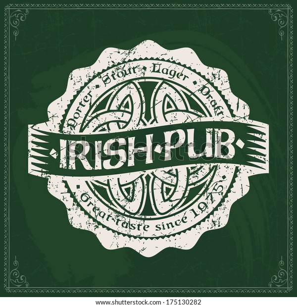 Irish Pub Illustration Retro Styled Label Stock Vector (Royalty Free ...