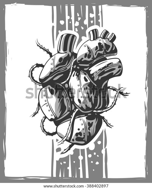 Iron Heart Vector Illustration Stock Vector (Royalty Free) 388402897