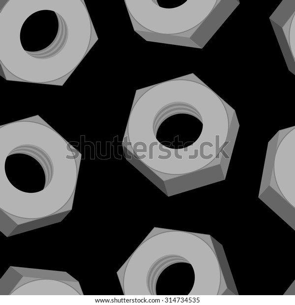 Iron Nuts On Black Background Seamless Stock Vector (Royalty Free ...