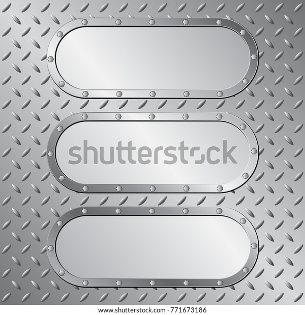 Iron Texture Three Metal Banners Stock Vector (Royalty Free) 771673186 ...