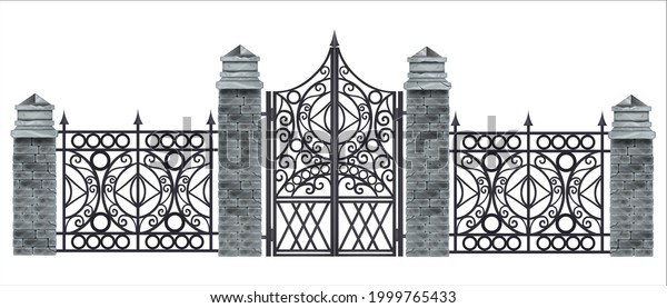 Iron Wrought Gate Vector Illustration Metal Stock Vector (Royalty Free ...