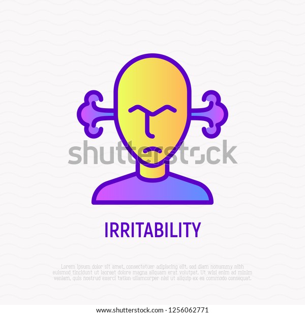 Irritability Thin Line Icon Man Angry Stock Vector (Royalty Free ...