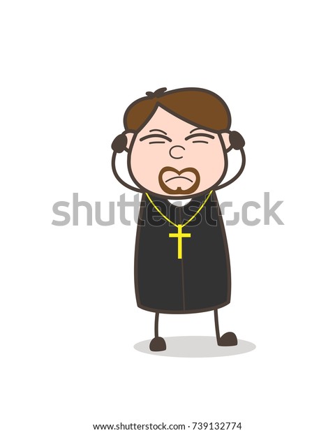 Irritated Cartoon Priest Expression Vector Stock Vector (Royalty Free ...
