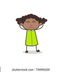 Cartoon Girl Persevering Face Vector Illustration: เวกเตอร์สต็อก (ปลอด ...